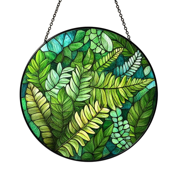 Botanical Fern Window Suncatcher Decor, Green Nature Inspired Hanging ...