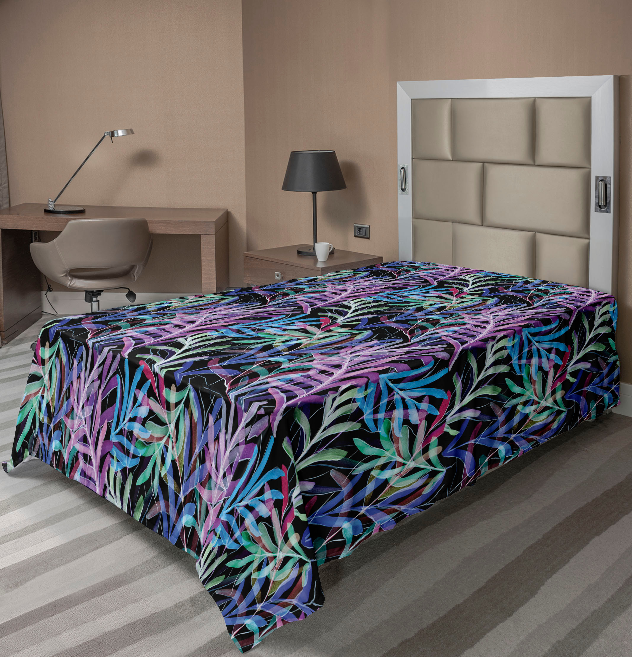 Ambesonne Botanical Flat Bedding Sheet Soft Top Sheet, Forest Leafy ...