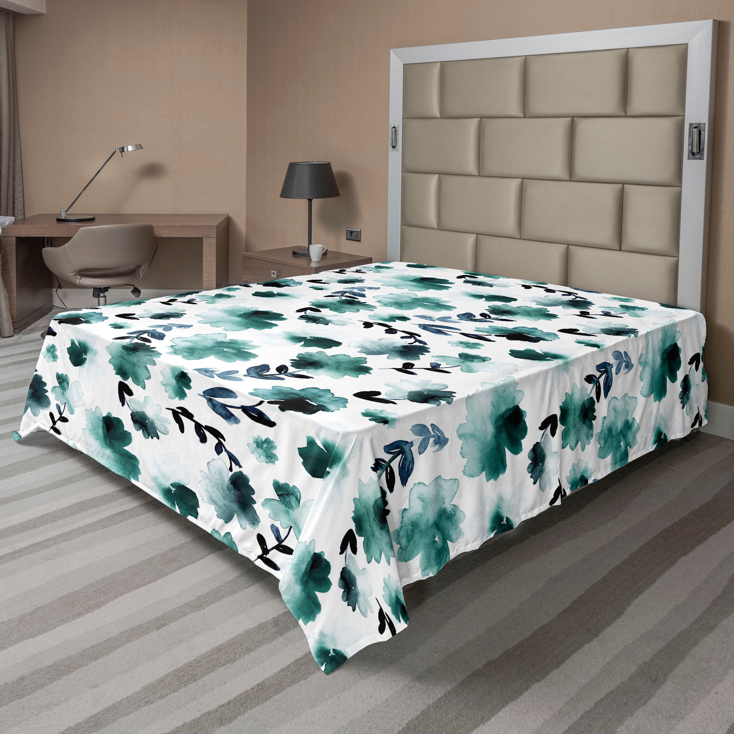 Ambesonne Botanical Flat Bedding Sheet Soft Top Sheet, Retro Flower ...