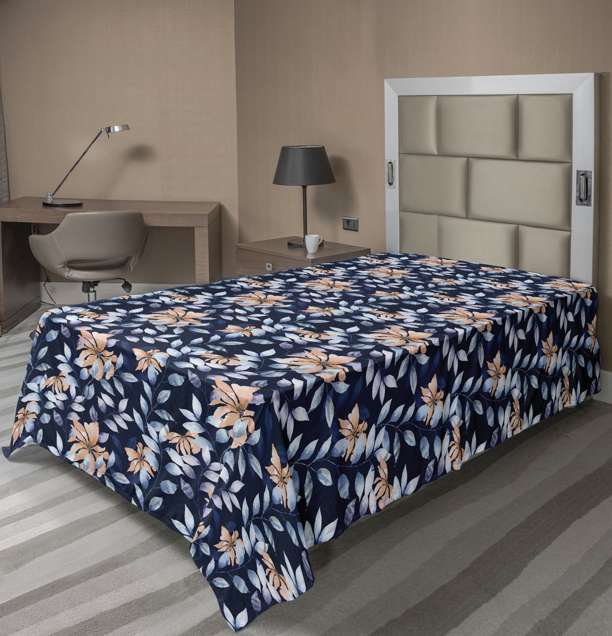 Ambesonne Botanical Flat Bedding Sheet Soft Top Sheet, Wild Floral on ...