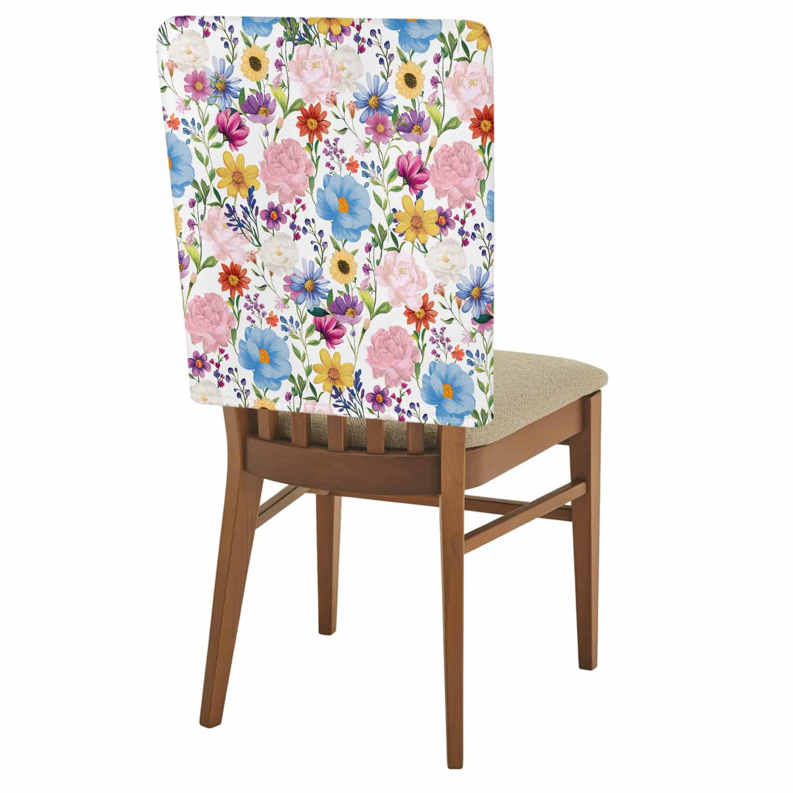 Botanical Floral Chair Back Covers Set of 4, Nature Flower Wild Flower ...