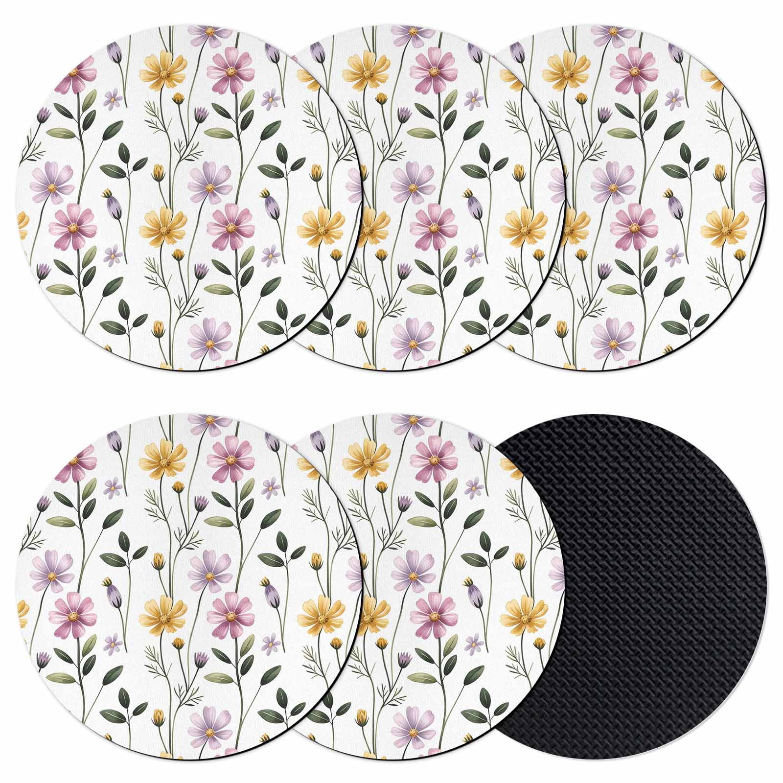 Botanical Floral Coasters Set of 6, Absorbent Coasters for Drinks ...