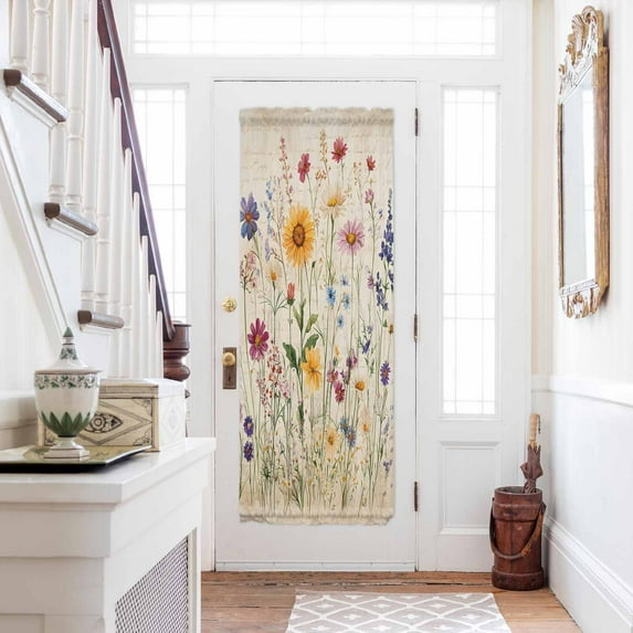 Botanical Floral Door Curtains for Door Window, French Sidelight Front ...
