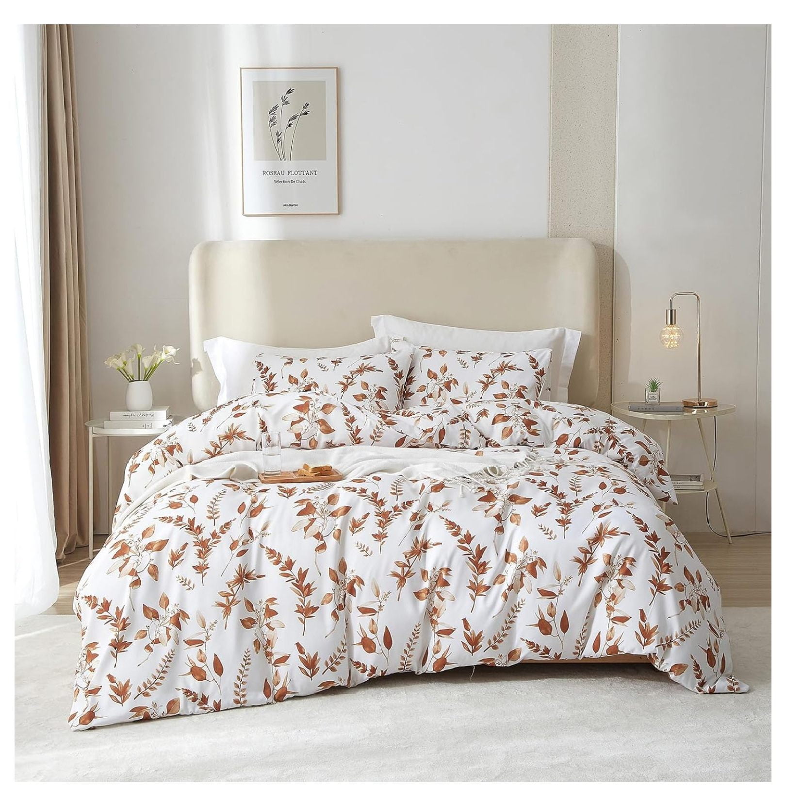 Botanical Floral Duvet Cover Queen Soft Cotton Chic Shabby Garden ...