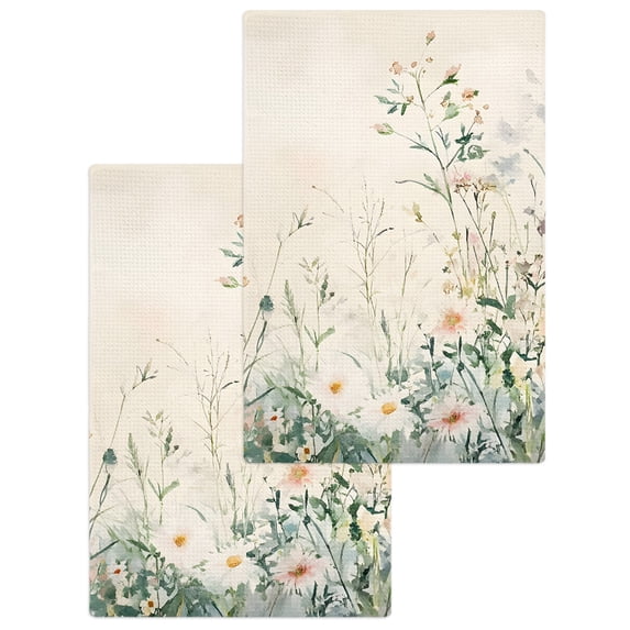 Botanical Floral Kitchen Dish Towels for Drying Dishes Set of 2, Summer ...