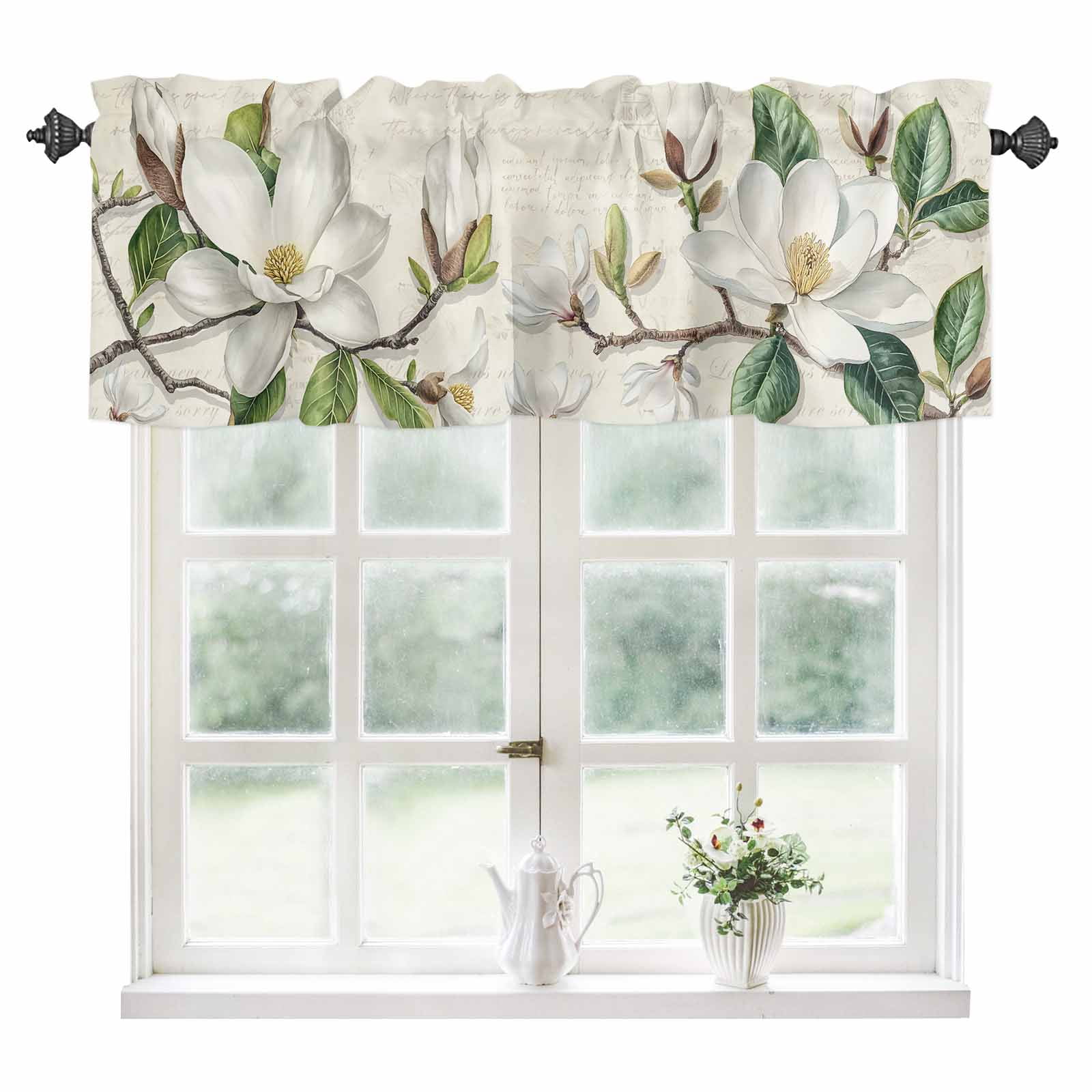 Botanical Floral Kitchen Valances for Windows 42x12 Inch Kitchen ...