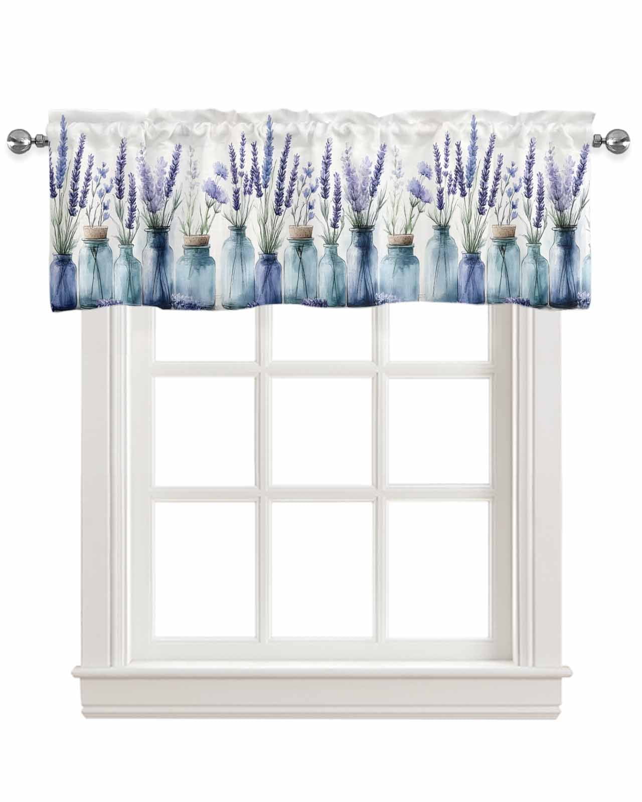 Botanical Floral Kitchen Valances for Windows Farmhouse Linen Window ...