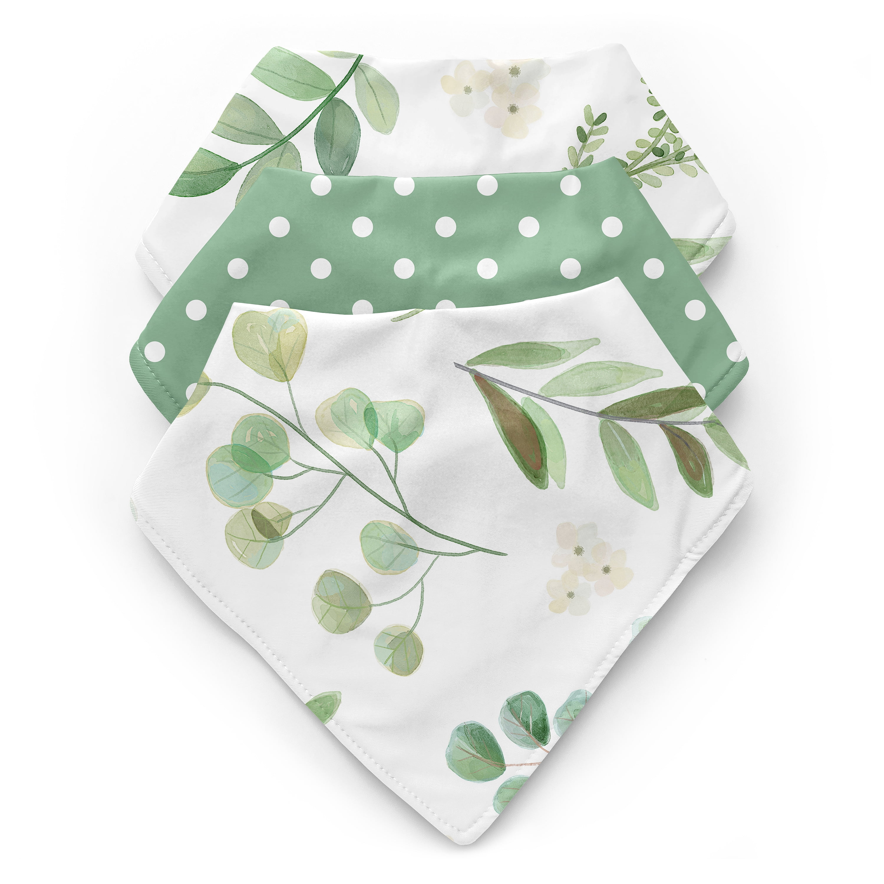 Botanical Floral Leaf Fabric Bandana Baby Bibs (3 Pack Set) by Sweet ...