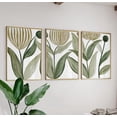 Botanical Floral Line Green Neutral Wall Art Minimal Nature Set 3 ...