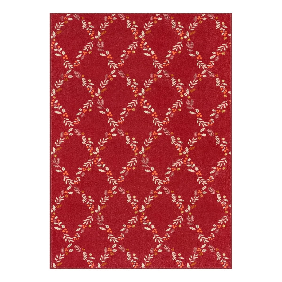 Botanical Floral Red Area Rug Home r Entrance Doormat Living Room ...
