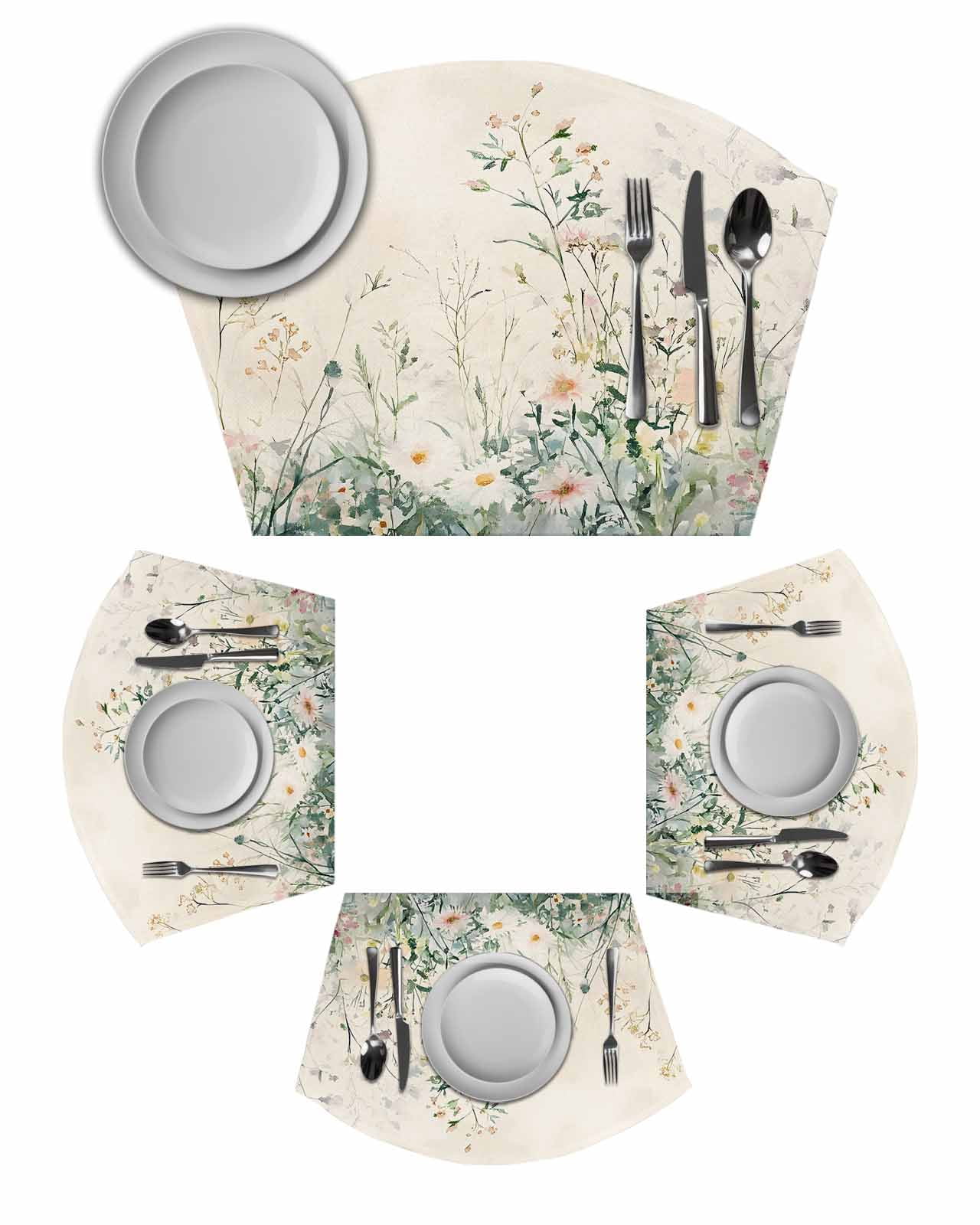Botanical Floral Round Placemats Set of 6, Summer Spring Farmhouse ...