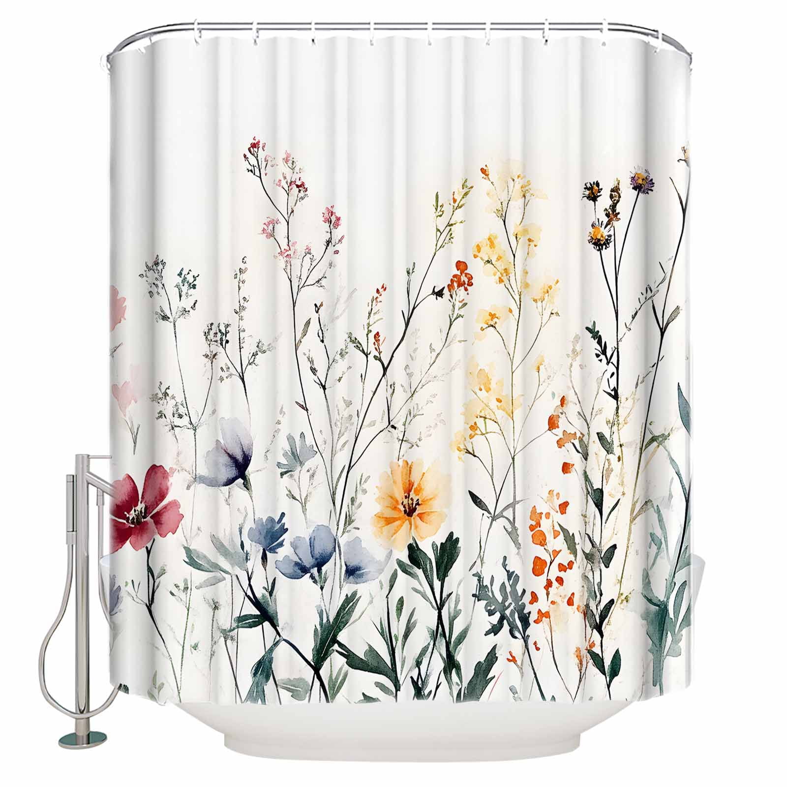 Botanical Floral Shower Curtains for Bathroom Waterproof Fabric Bath ...