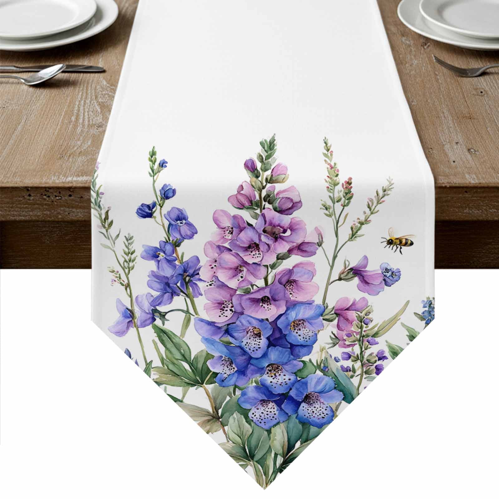 Botanical Floral Table Runner Linen Burlap Table Runner 72 Inches Long ...