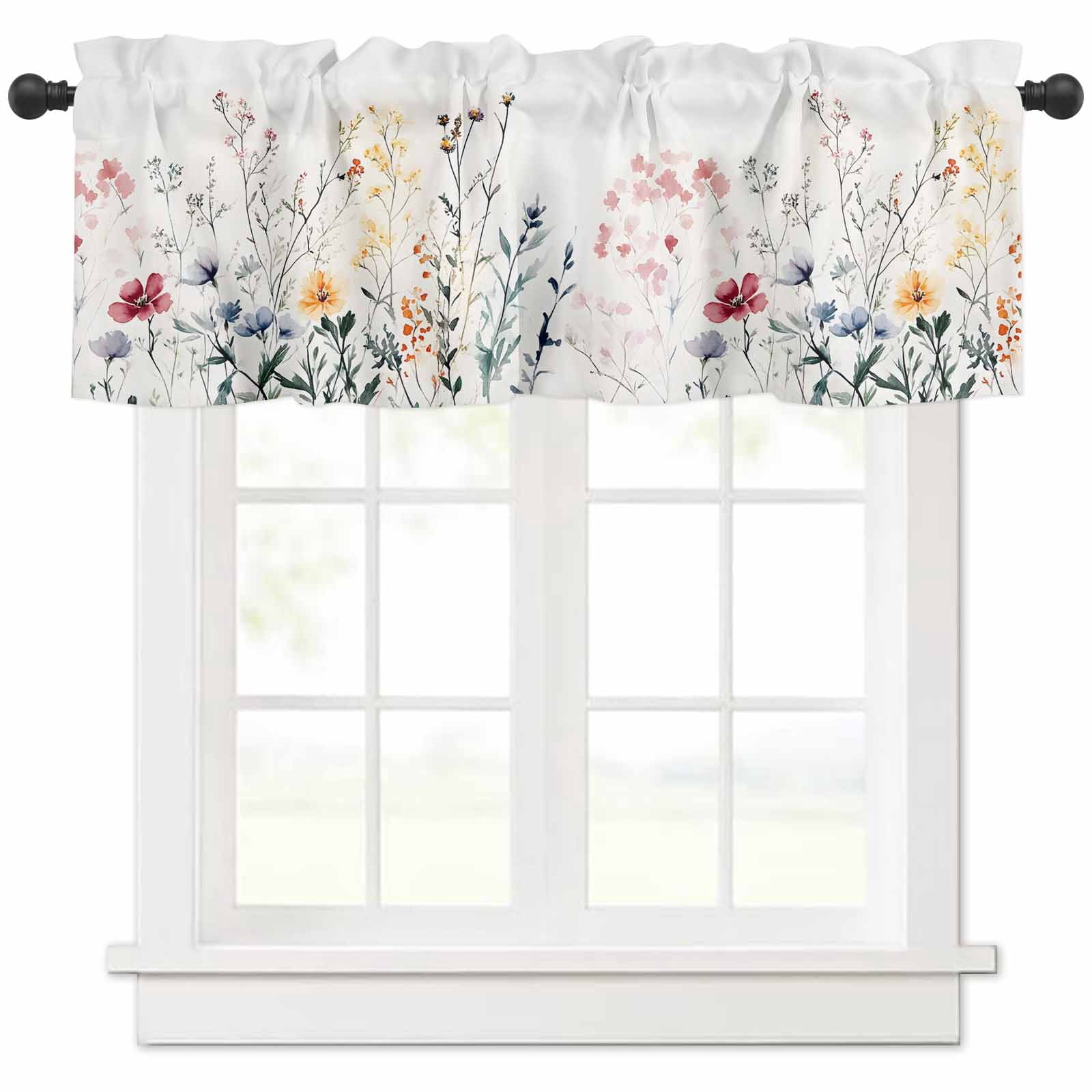 Botanical Floral Valances for Windows Farmhouse Kitchen Curtains ...