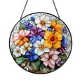 Botanical Flower Arrangement Stained Glass Style Suncatcher – Round ...