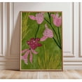 Botanical Flower Art Pink Burgundy Floral Illustration Home Decor ...
