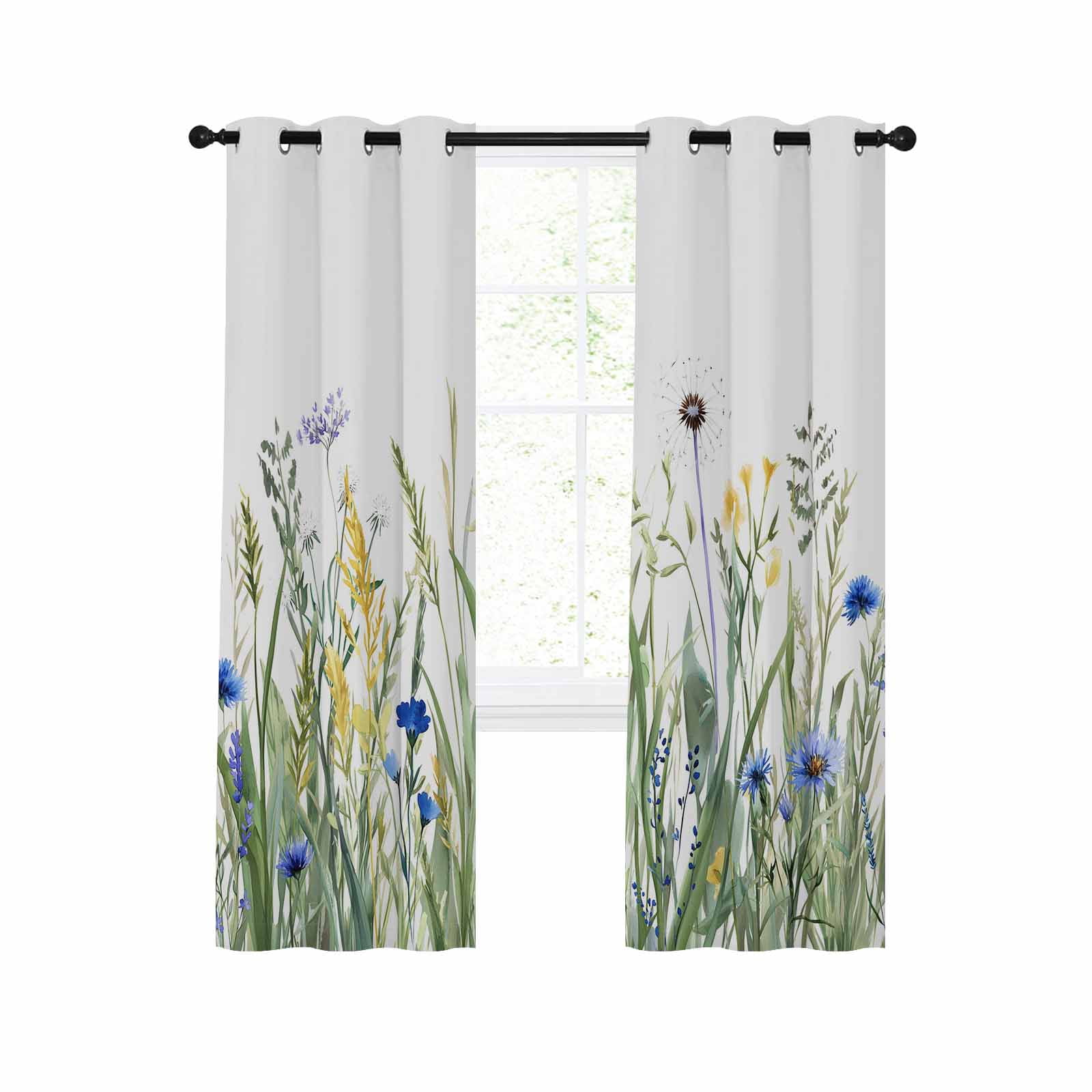 Botanical Flower Blackout Curtains 84 Inches Long for Bedroom ...