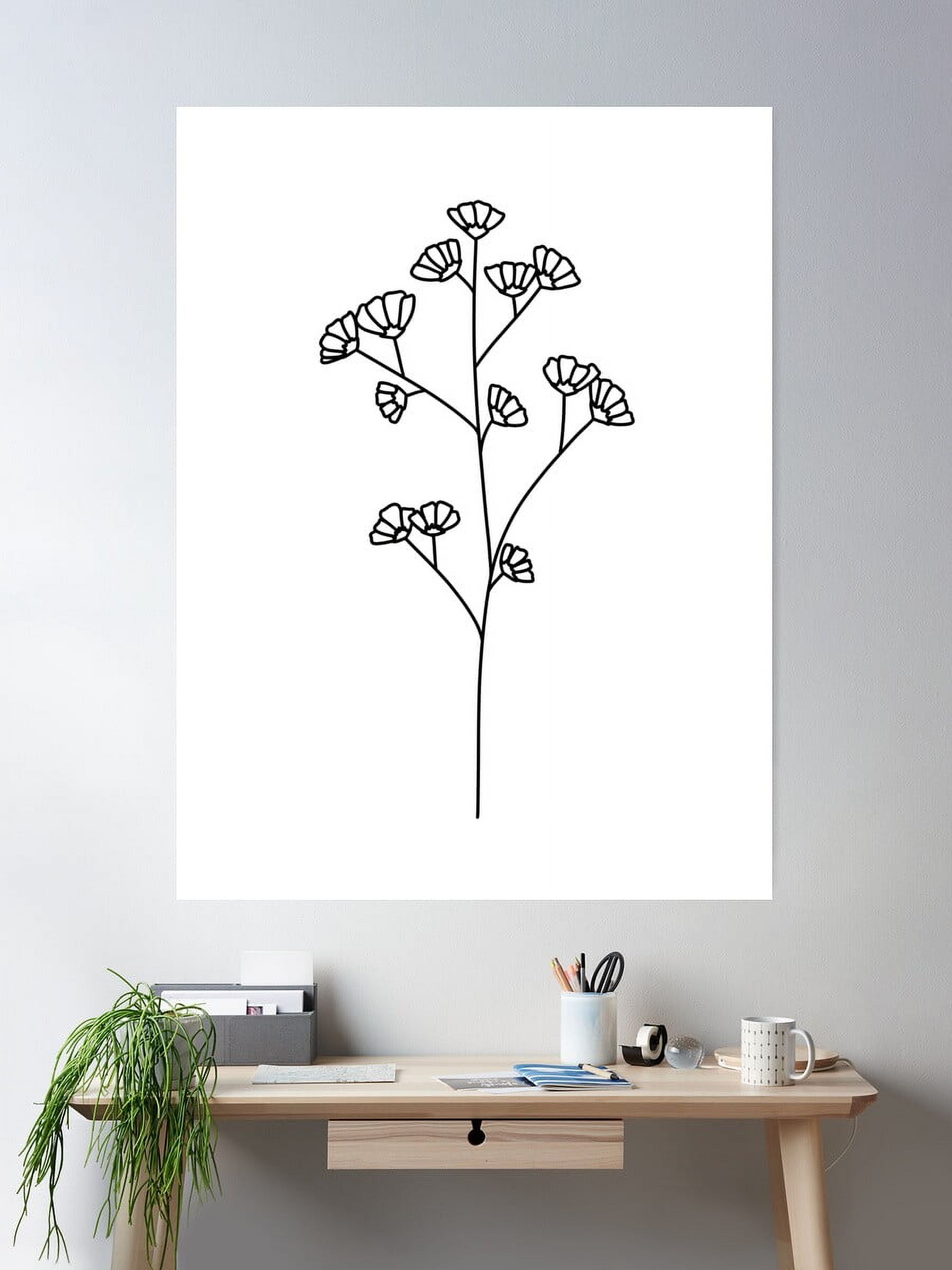 Botanical Flower Bud Line Art Poster Wall Art Modern Wall Decor For ...