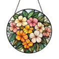 Botanical Flower Circle Design Stained Glass Suncatcher – Window Decor ...