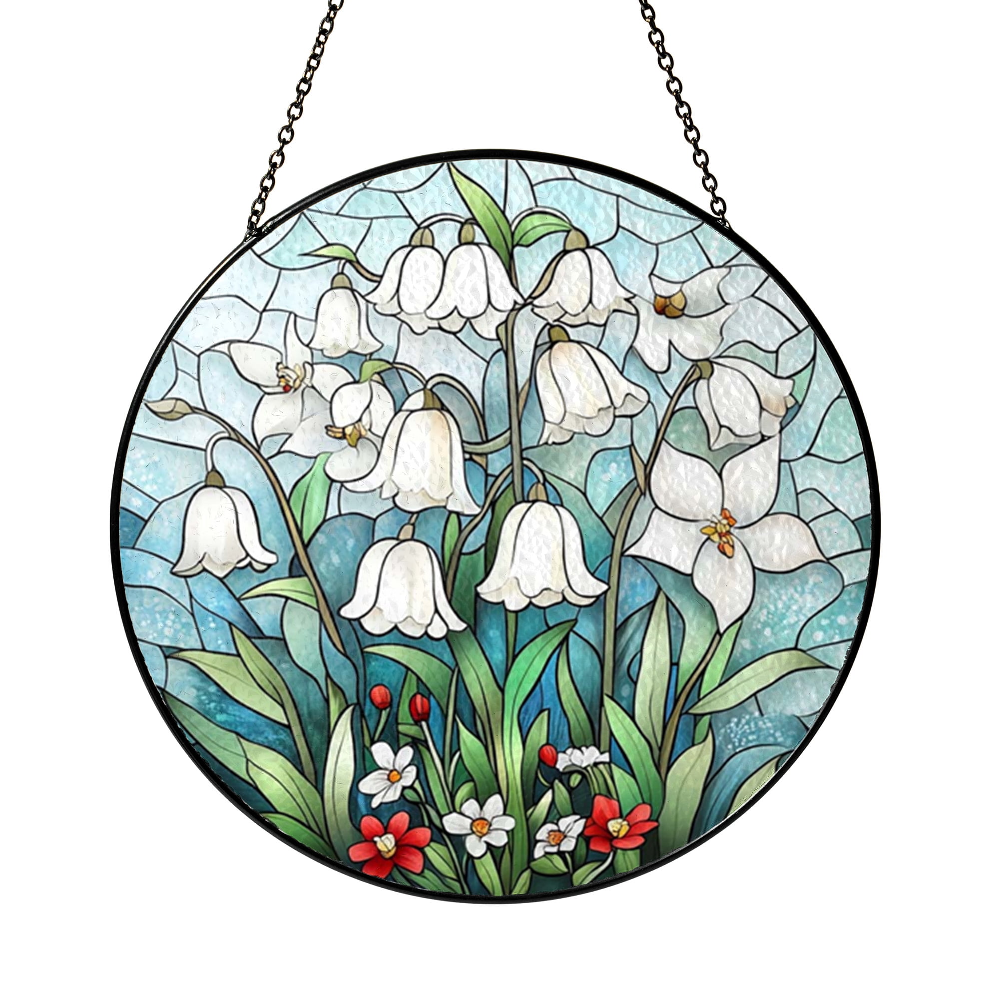 Botanical Flower Glass Style Window Hanging – Nature Inspired Decor ...