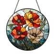 Botanical Flower Glass Suncatcher Window Hanging Decor, Bright Garden ...