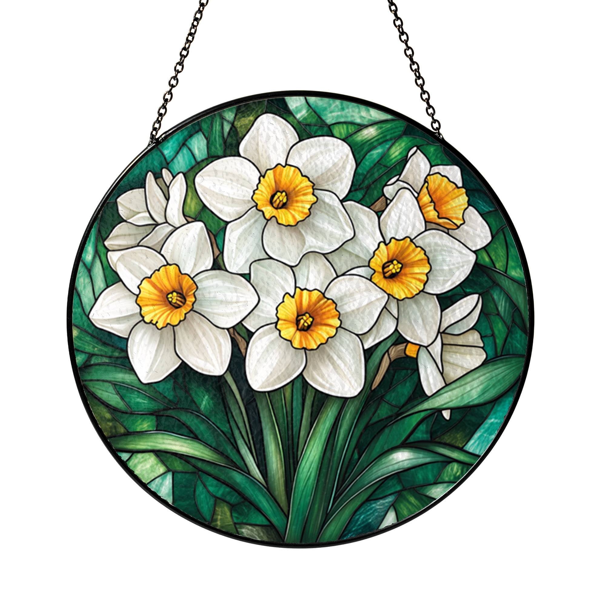 Botanical Flower Glass Window Decor, Decorative Hanging Light Catcher ...