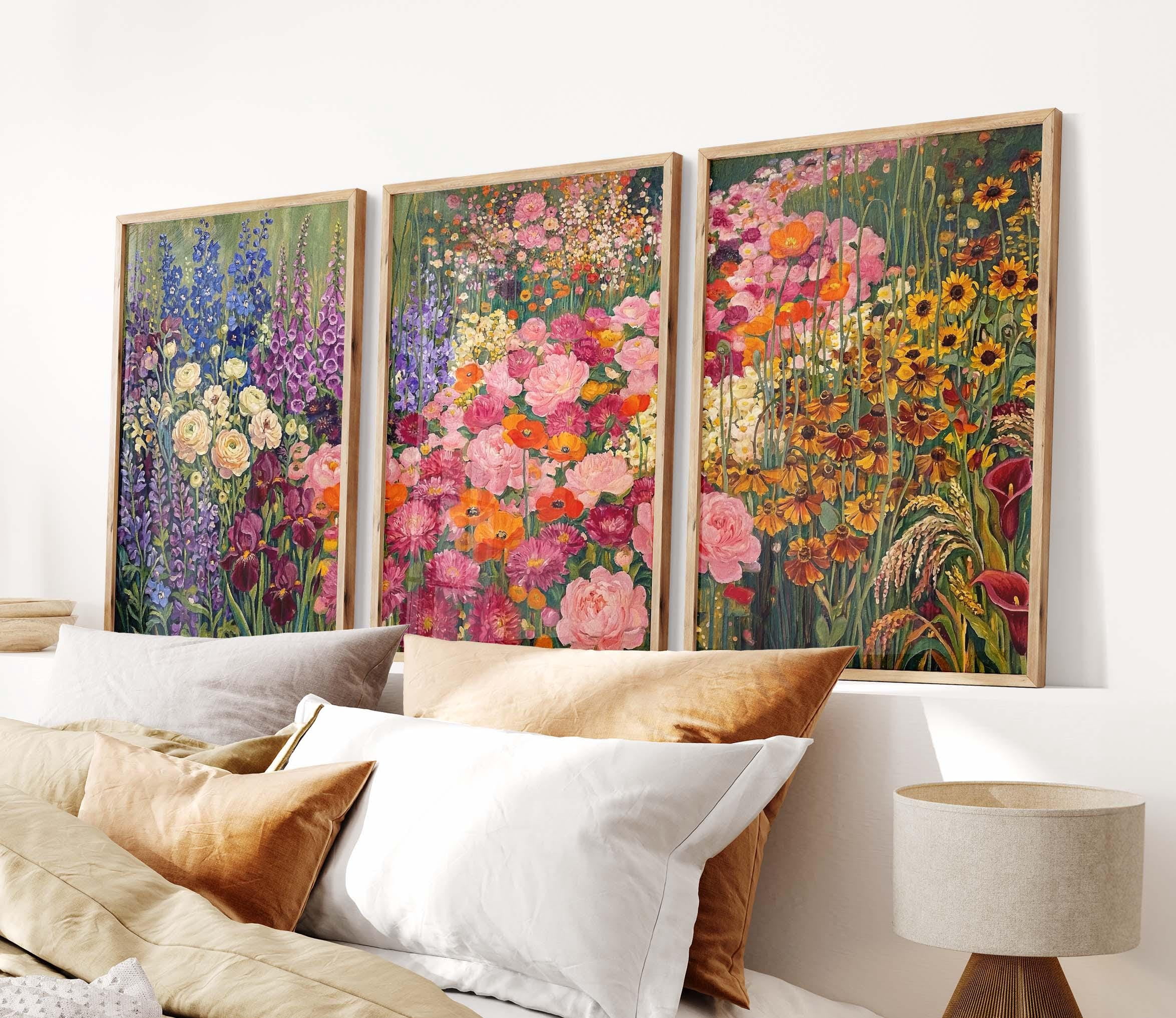 Botanical Flower Landscape Wall Art Colorful Wildflower Field Prints ...