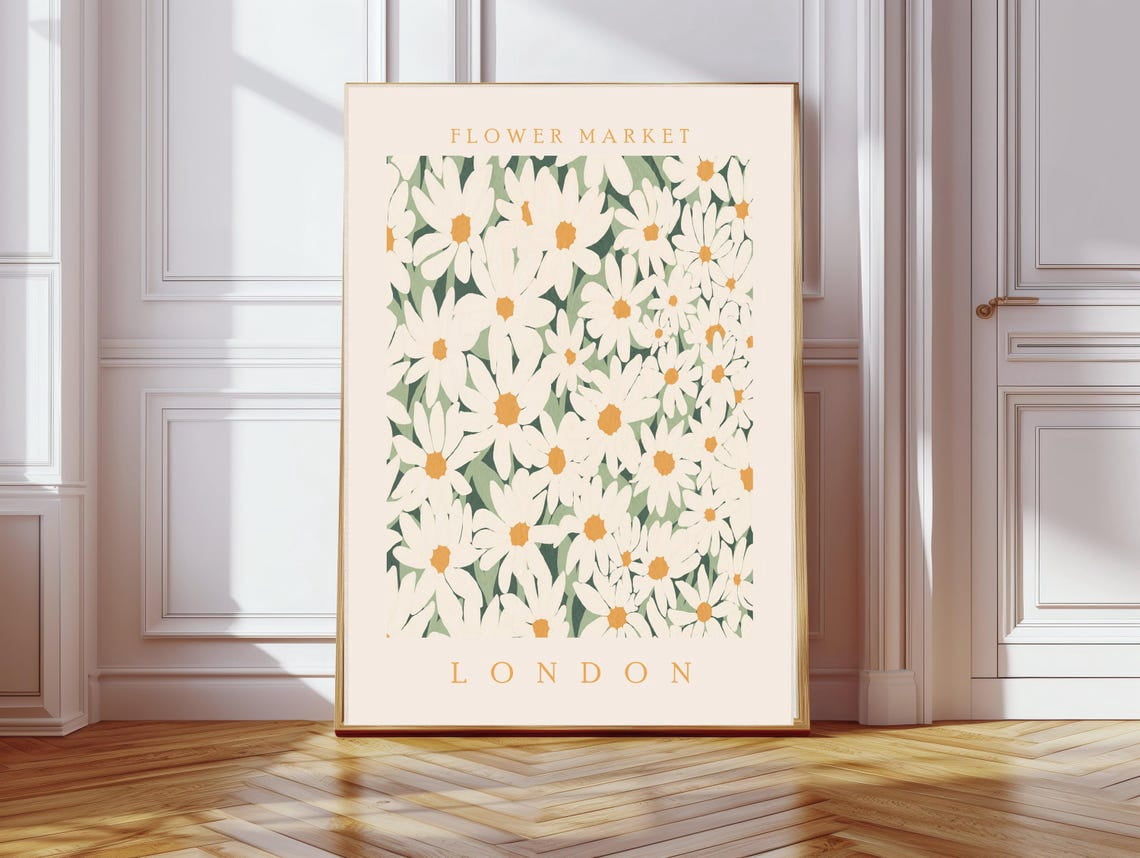Botanical Flower Market Art Print, London Floral Wall Art, Unframed ...