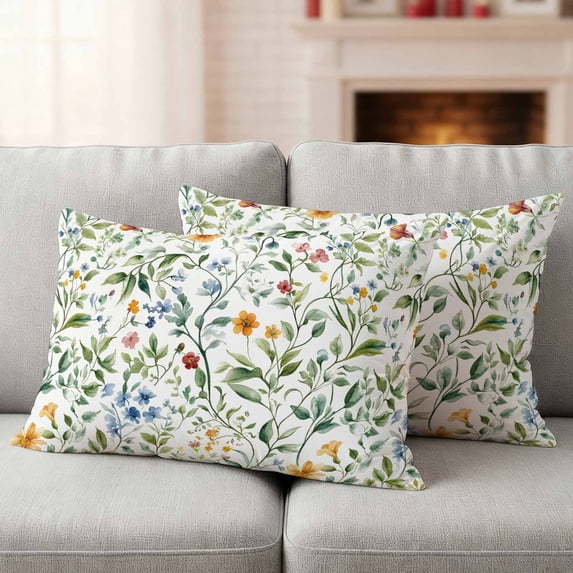 Botanical Flower Outdoor Waterproof Throw Pillow Covers 20x12 Set of 2 ...
