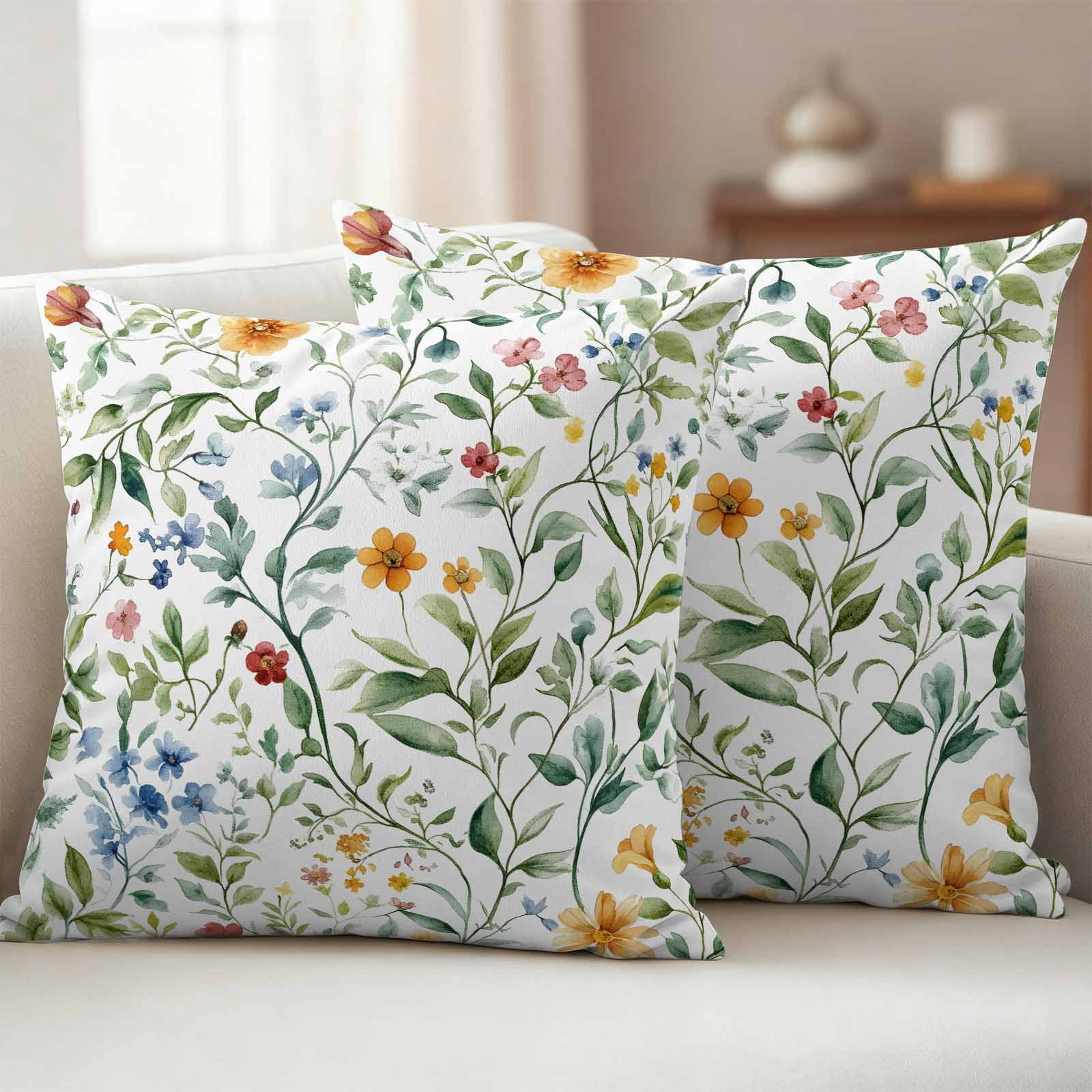 Botanical Flower Outdoor Waterproof Throw Pillow Covers 20x20 Set of 2 ...