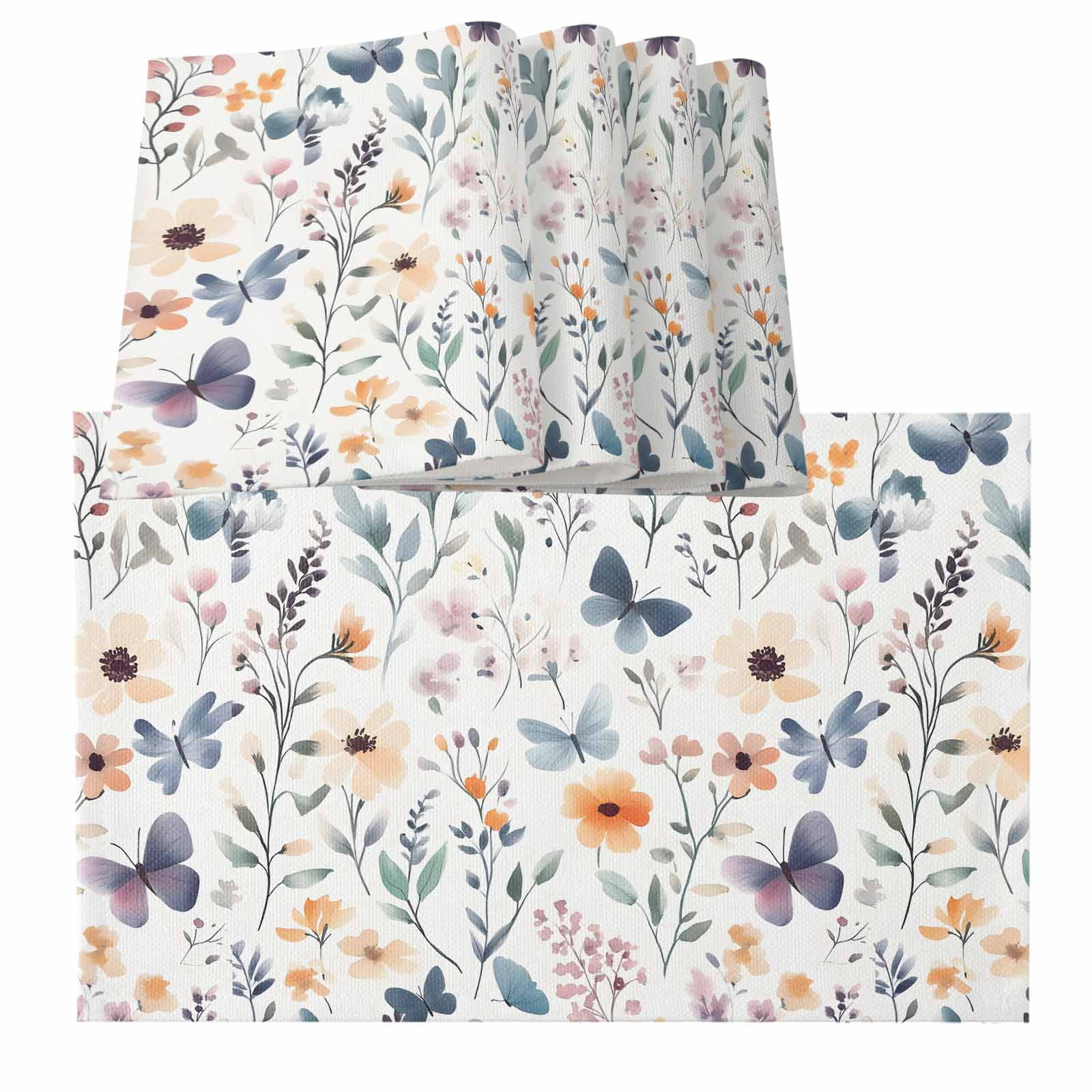 Botanical Flower Placemats for Dinning Table Set of 4, Country Farm ...