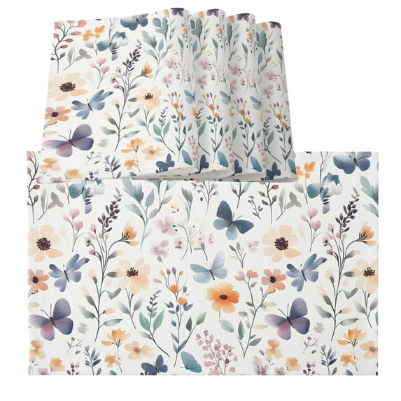 Botanical Flower Placemats for Dinning Table Set of 4, Country Farm ...