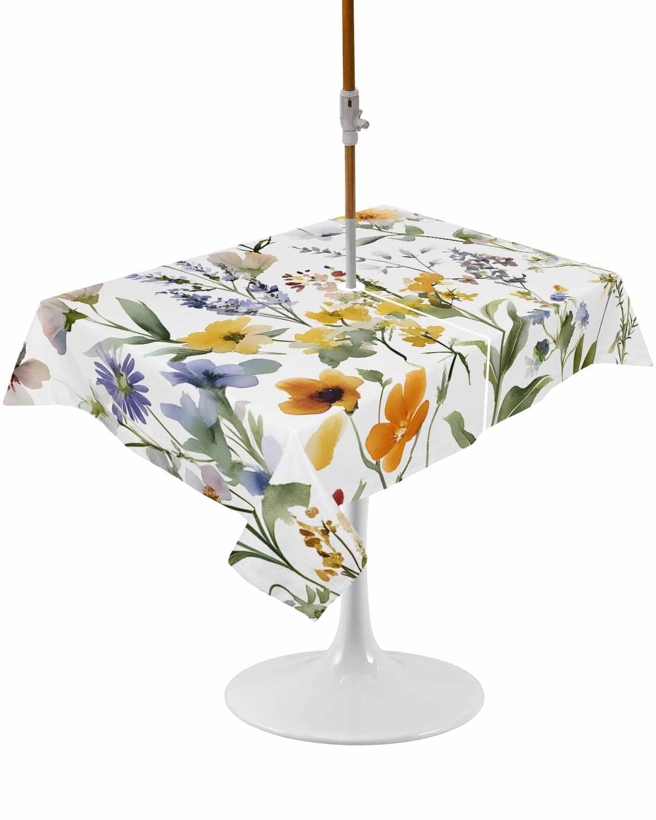 Botanical Flower Rectangle Outdoor Tablecloth, Waterproof Table Cloth ...