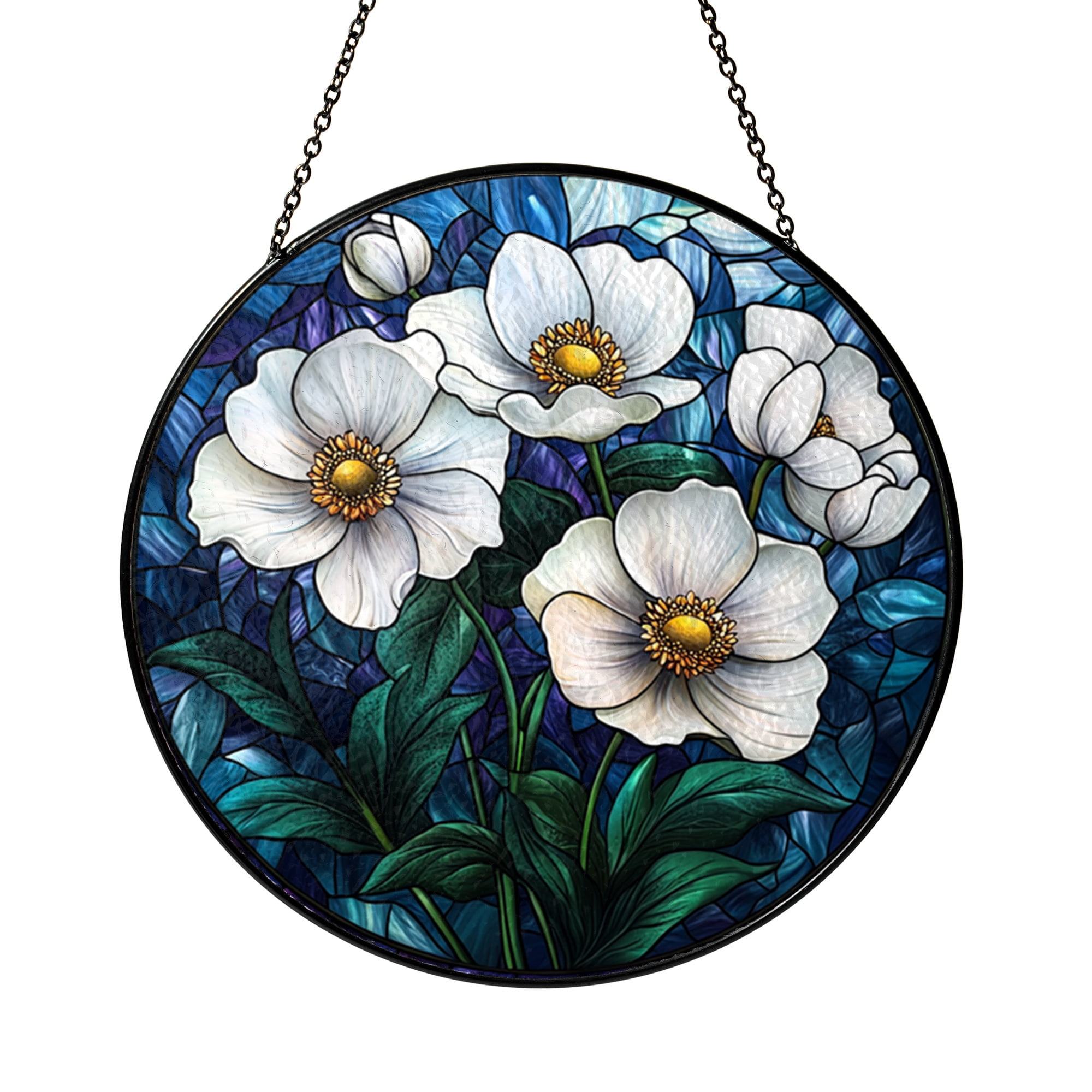 Botanical Flower Stained Glass Style Suncatcher – Boho Nature Window ...