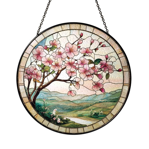 Botanical Flower Stained Glass Style Window Suncatcher, Cherry Blossom ...