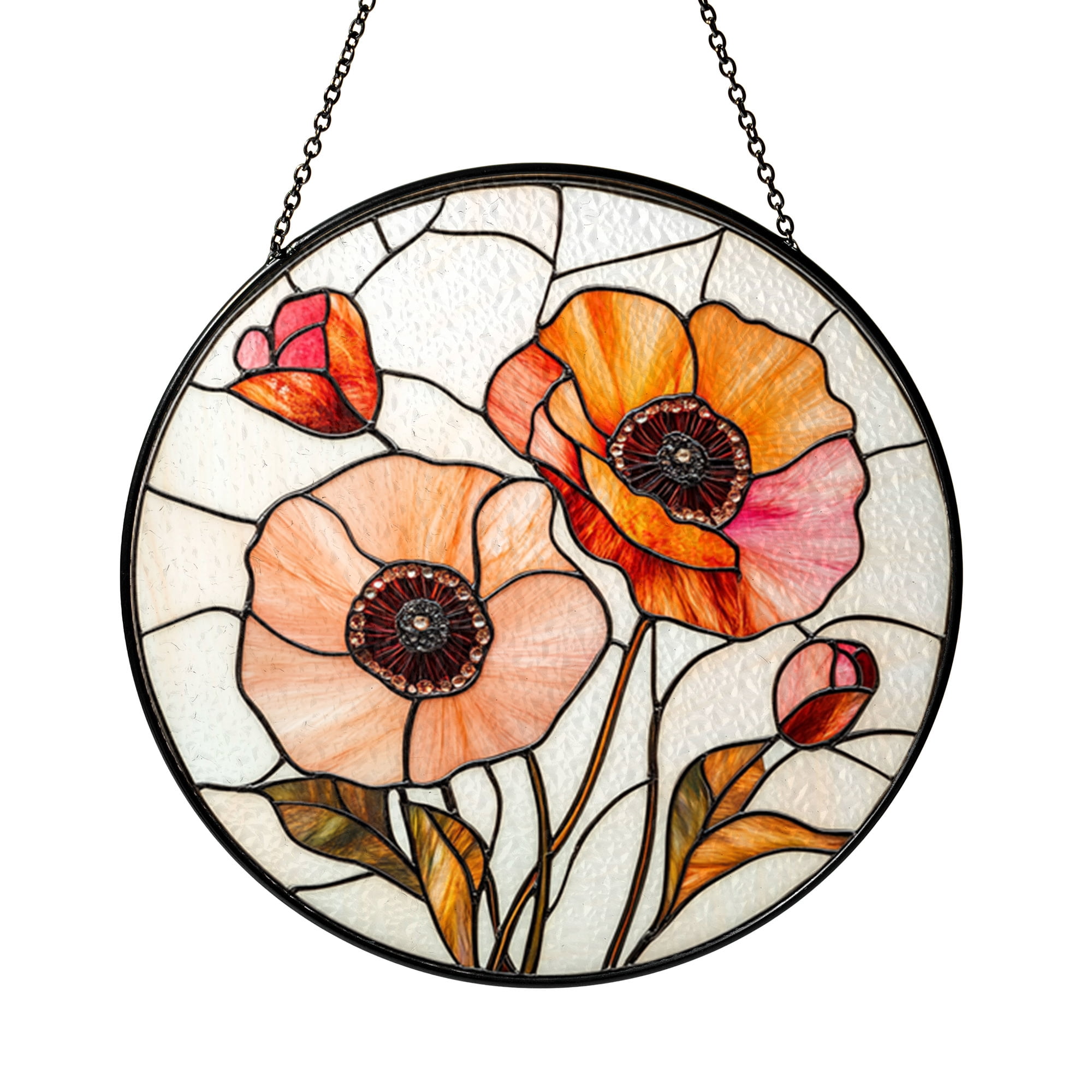 Botanical Flower Stained Glass Style Window Suncatcher, Tulip Art Panel ...
