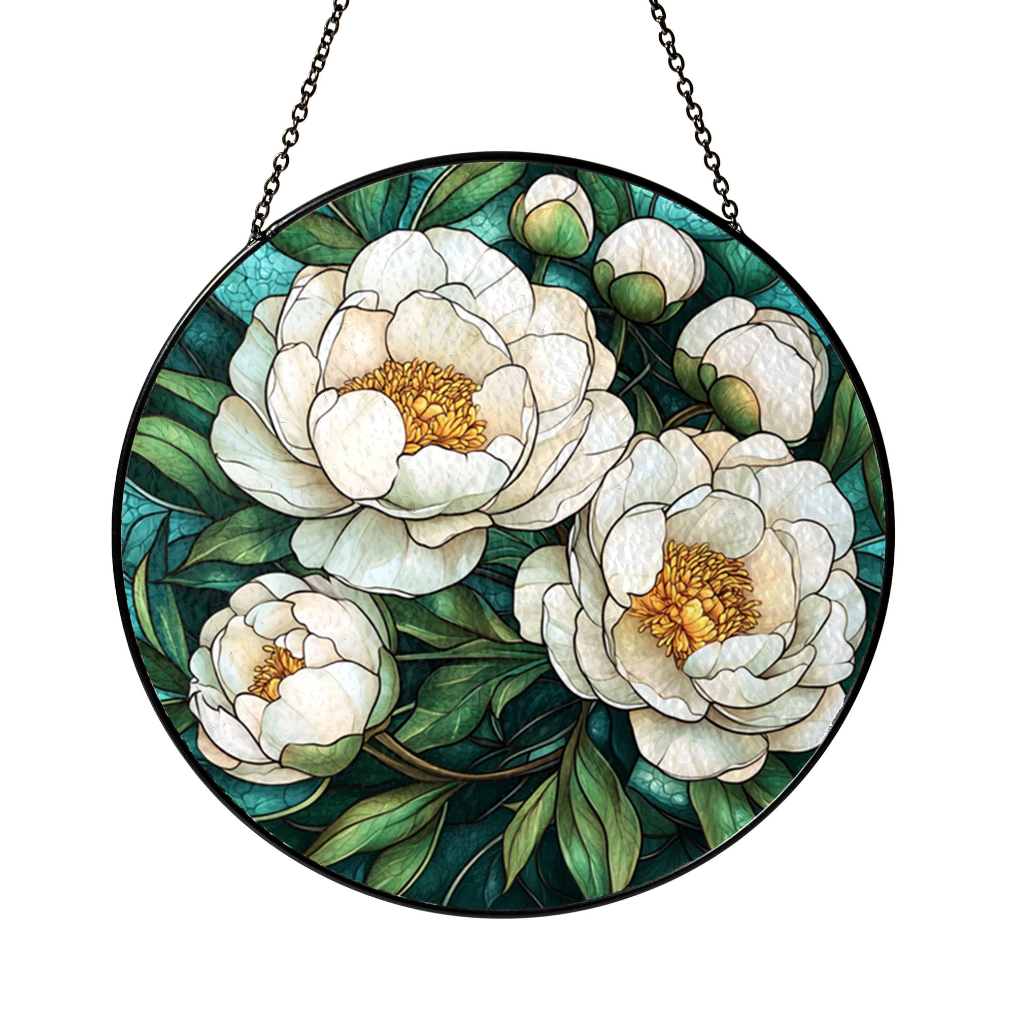 Botanical Flower Stained Glass Suncatcher – Decorative Window Accent ...