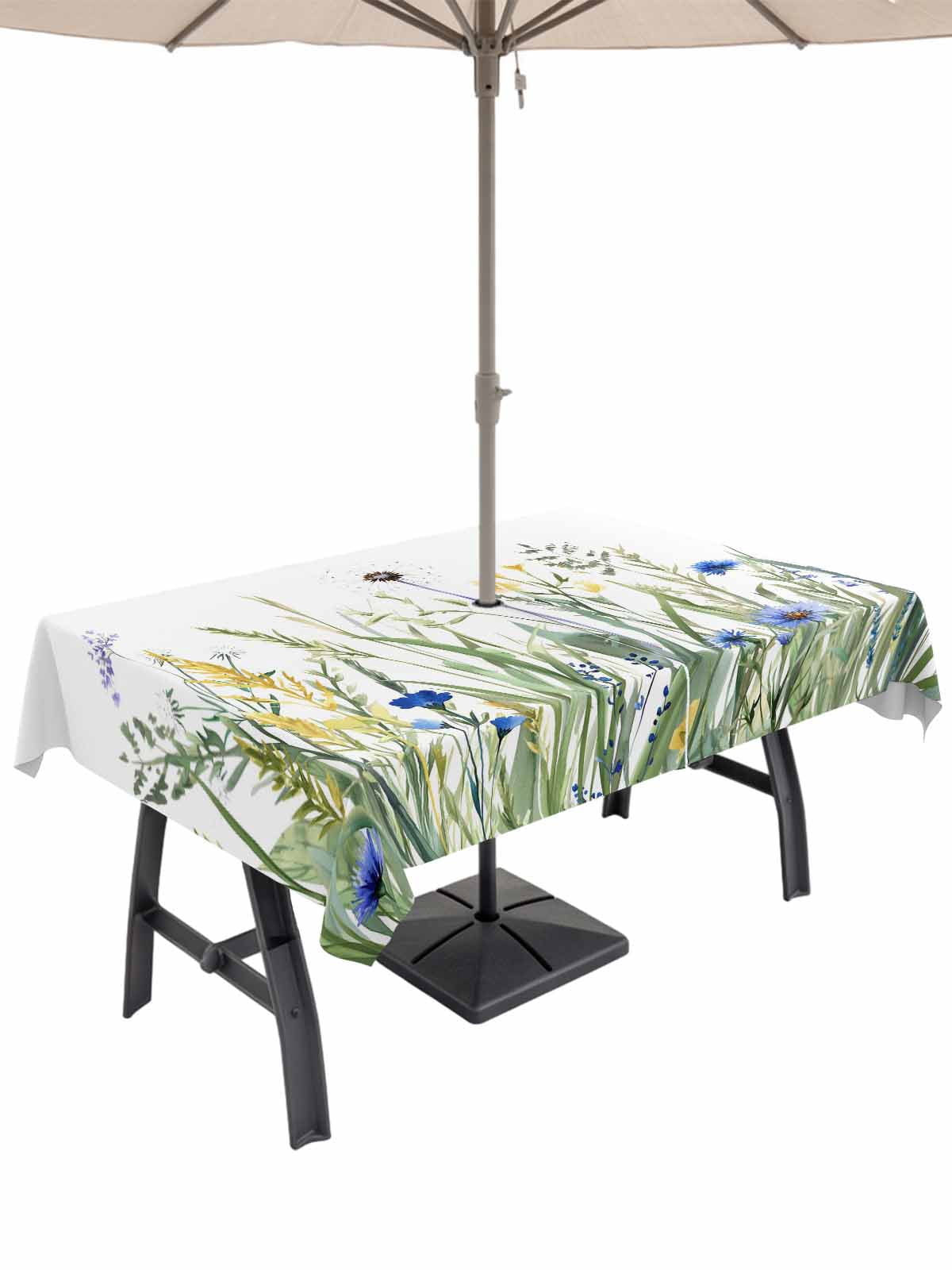 Botanical Flower Table Cloth Rectangle Outdoor Tablecloth, Watercolor ...