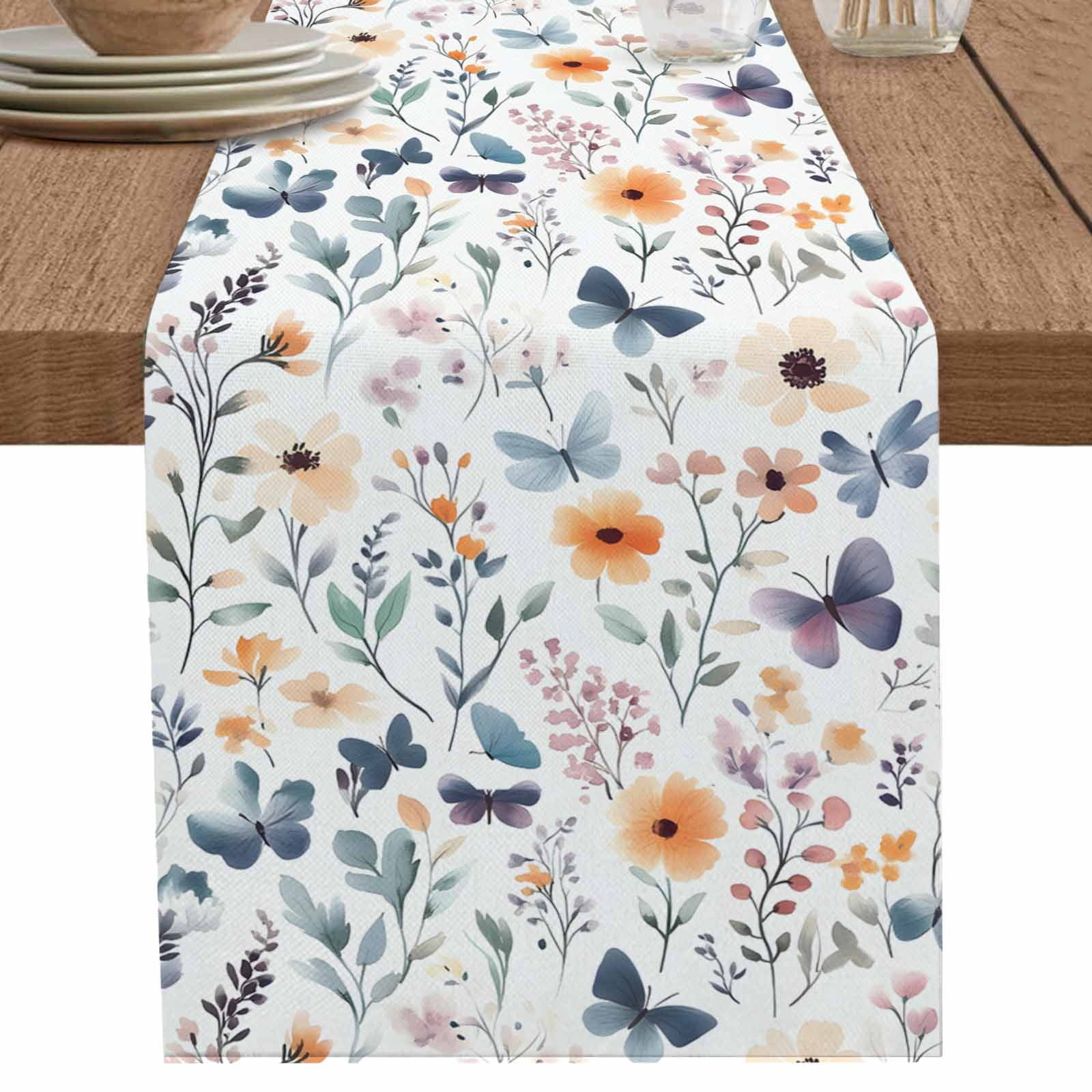 Botanical Flower Table Runner 108 Inches Long for Dining Table Decor ...