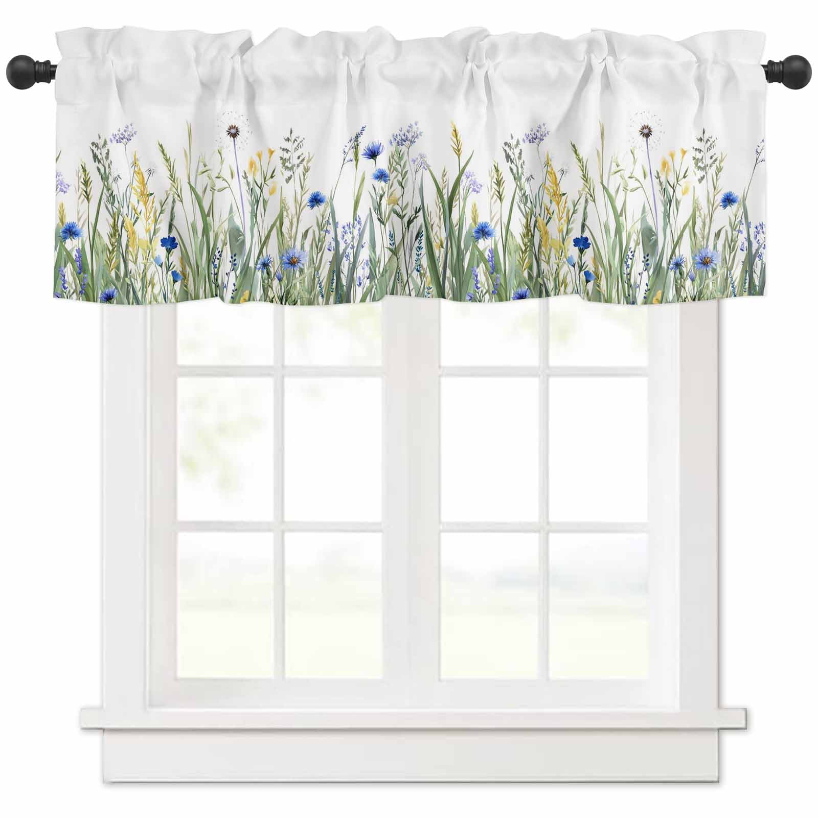 Botanical Flower Valances for Windows Farmhouse Kitchen Curtains ...