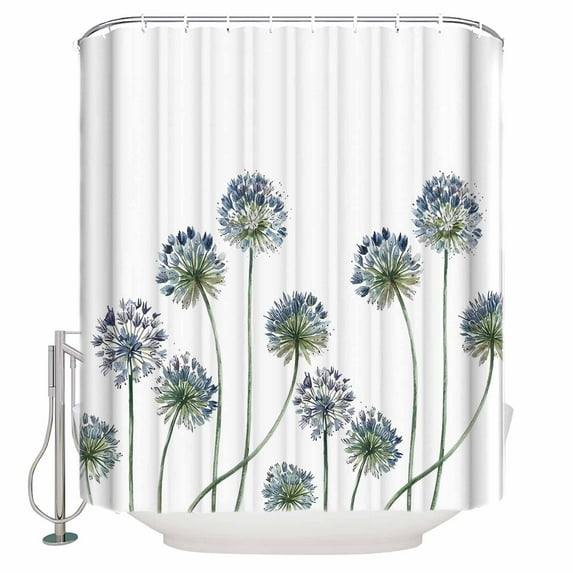 Botanical Flowers Bathroom Shower Curtains with 12 Hooks Polyester ...