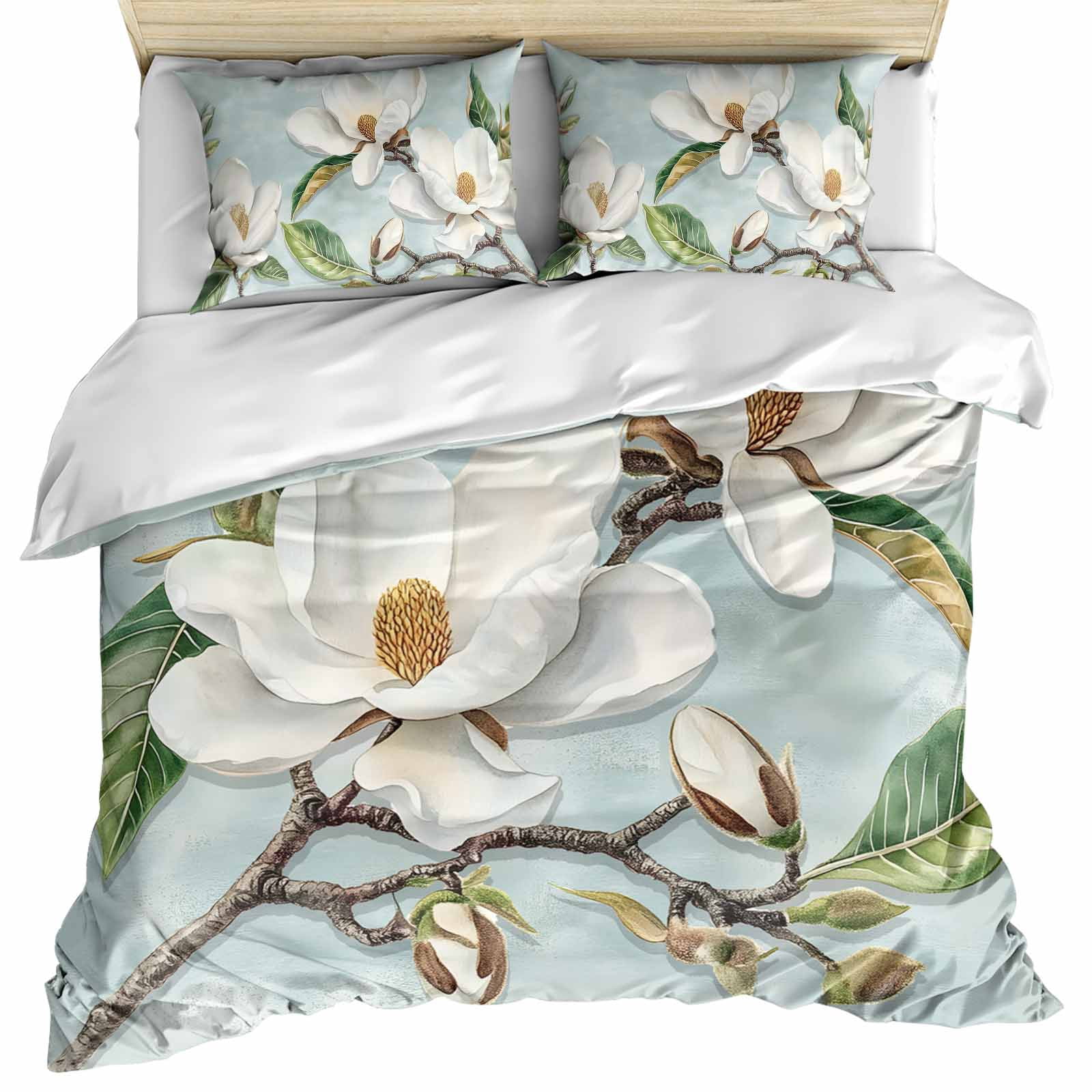 Botanical Flowers Bedding 3 Piece Duvet Cover Set Full Size, Country ...