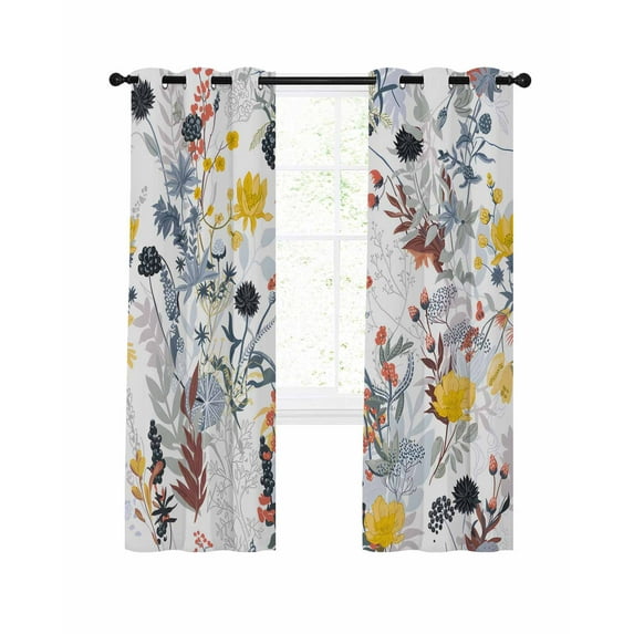 Botanical Flowers Blackout Curtains 54 Inches Long for Bedroom ...
