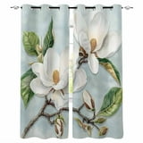 Botanical Flowers Blackout Curtains 96 Inches Long, Country Magnolia ...