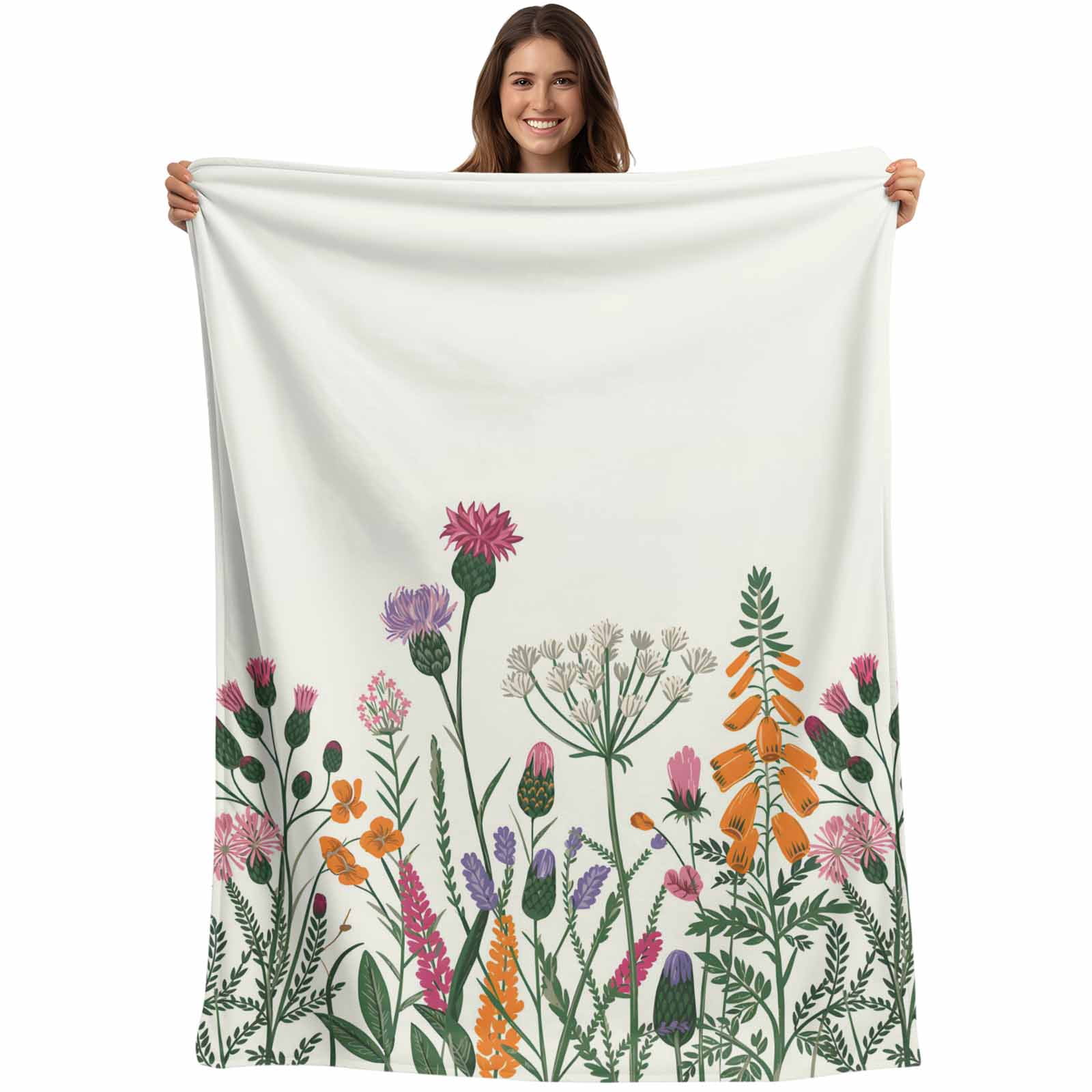 Botanical Flowers Blanket Soft Cozy Warm Twin Blanket for Bed, Plush ...