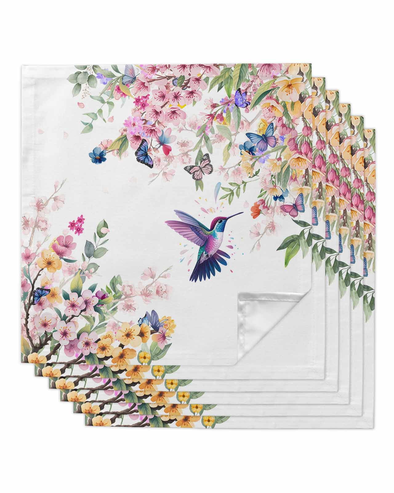 Botanical Flowers Cloth Napkins Set of 6 Reusable Dinner Napkins ...