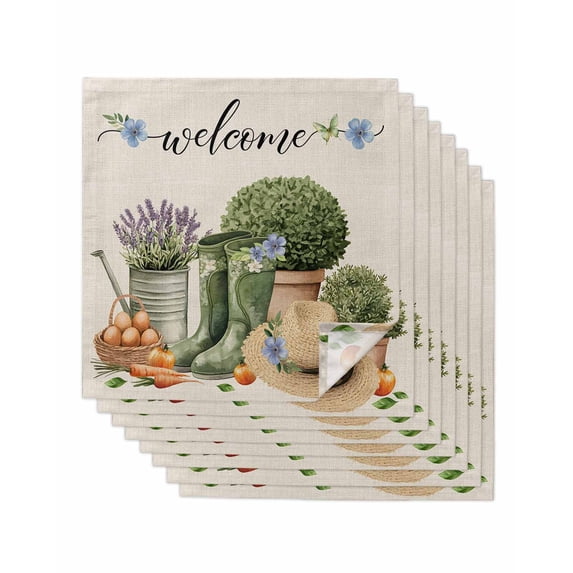 Botanical Flowers Cloth Napkins Set of 8 Reusable Dinner Napkins ...