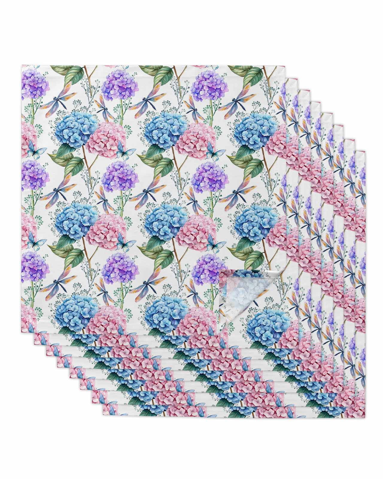 Botanical Flowers Cloth Napkins Set of 8 Reusable Dinner Napkins ...