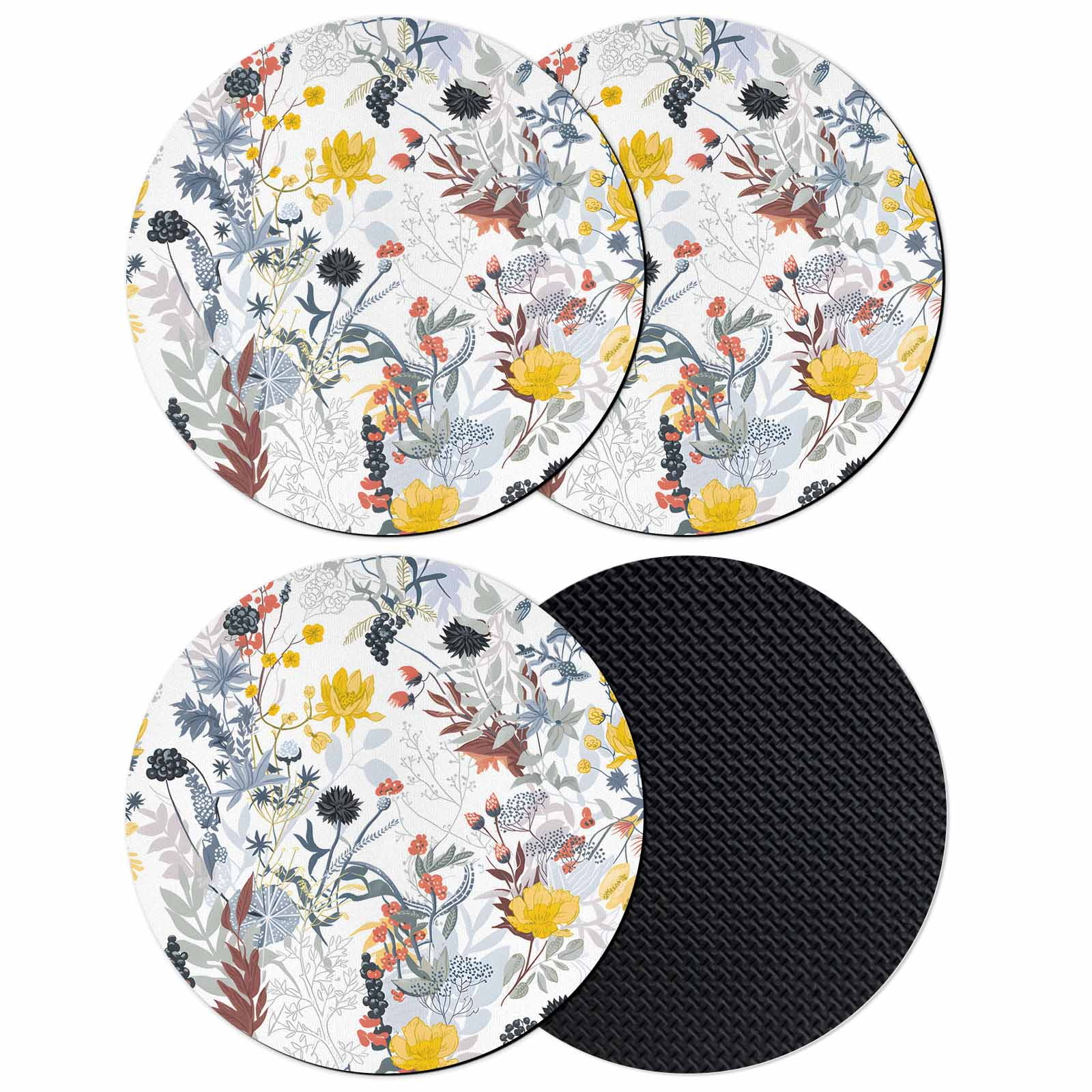 Botanical Flowers Coasters Set of 4, Farmhouse Pastoral Floral Plants ...