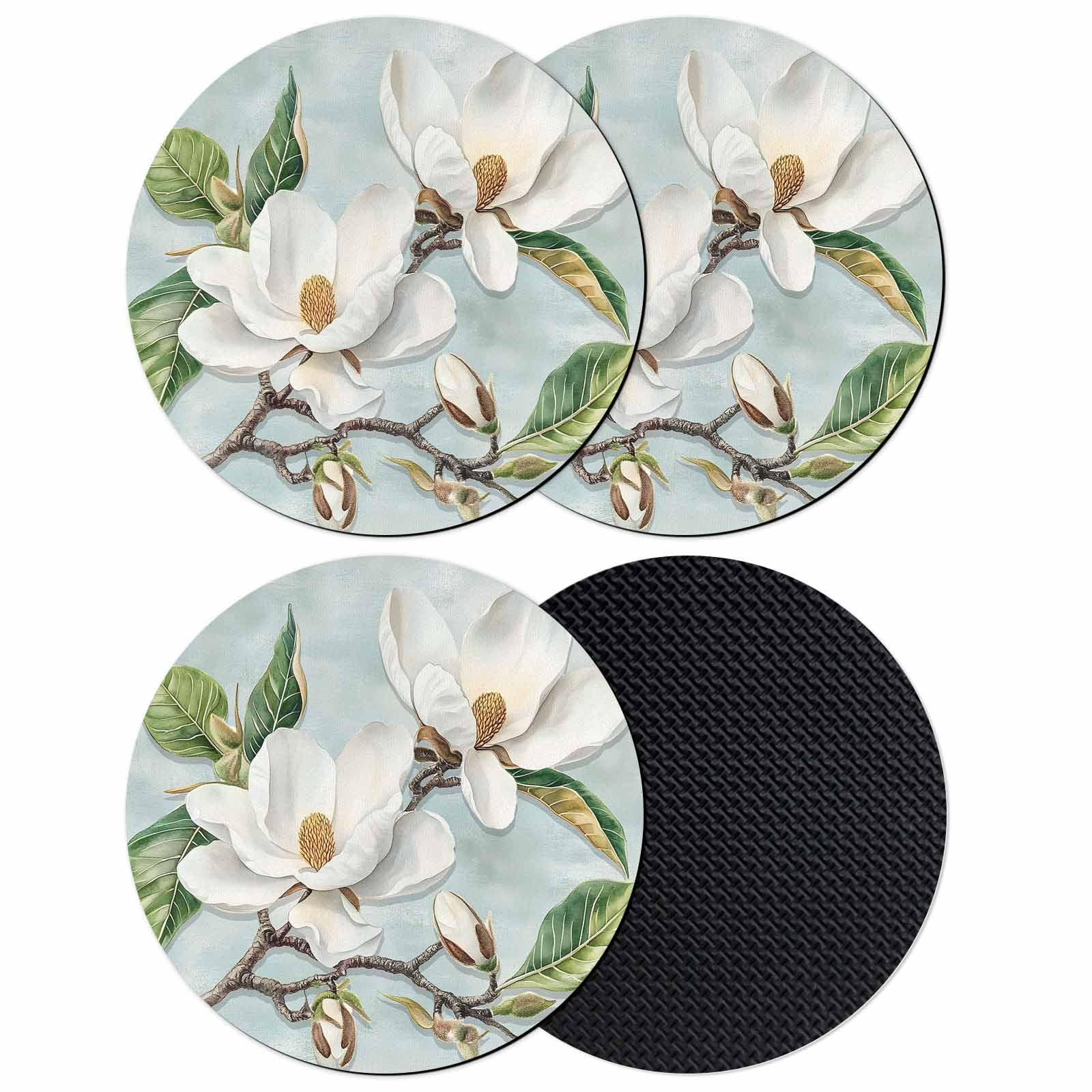 Botanical Flowers Coasters Set of 4, Soft Absorbent Coasters for Drinks ...